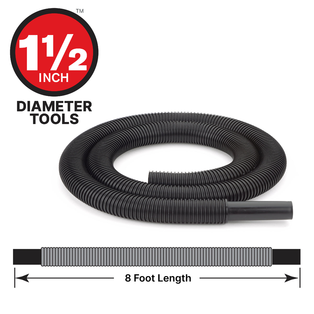 Shop-Vac 8 foot x 1- 1/2-inch diameter Hose | Shop-Vac Store
