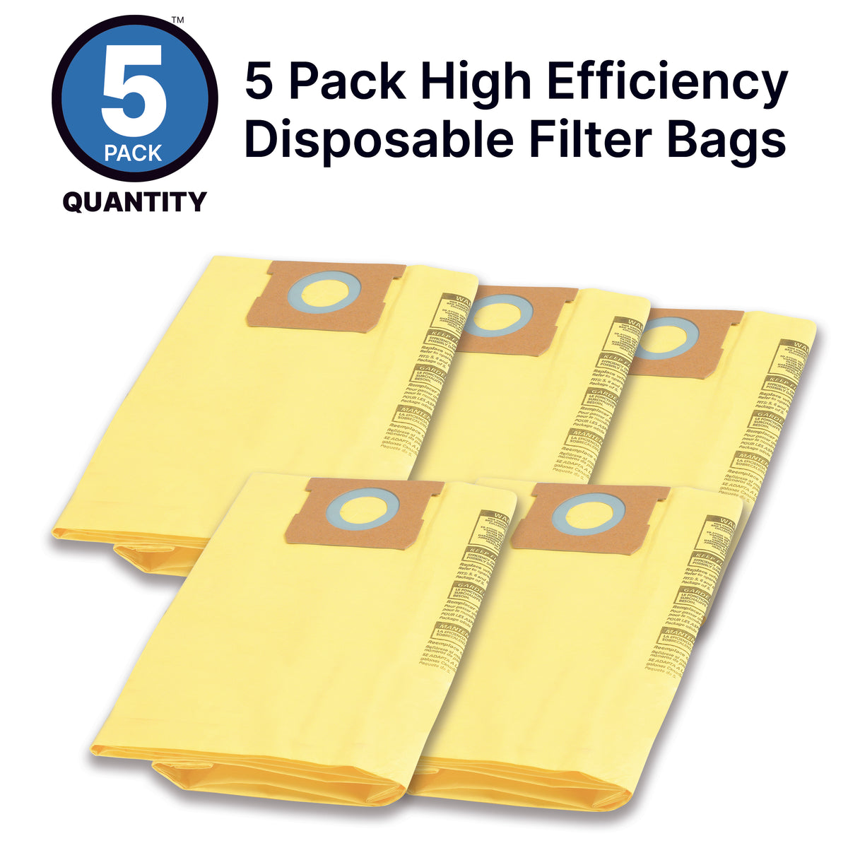 Shop-Vac 15-22 Gallon High Efficiency Disposable Filter Bags (5 pack ...