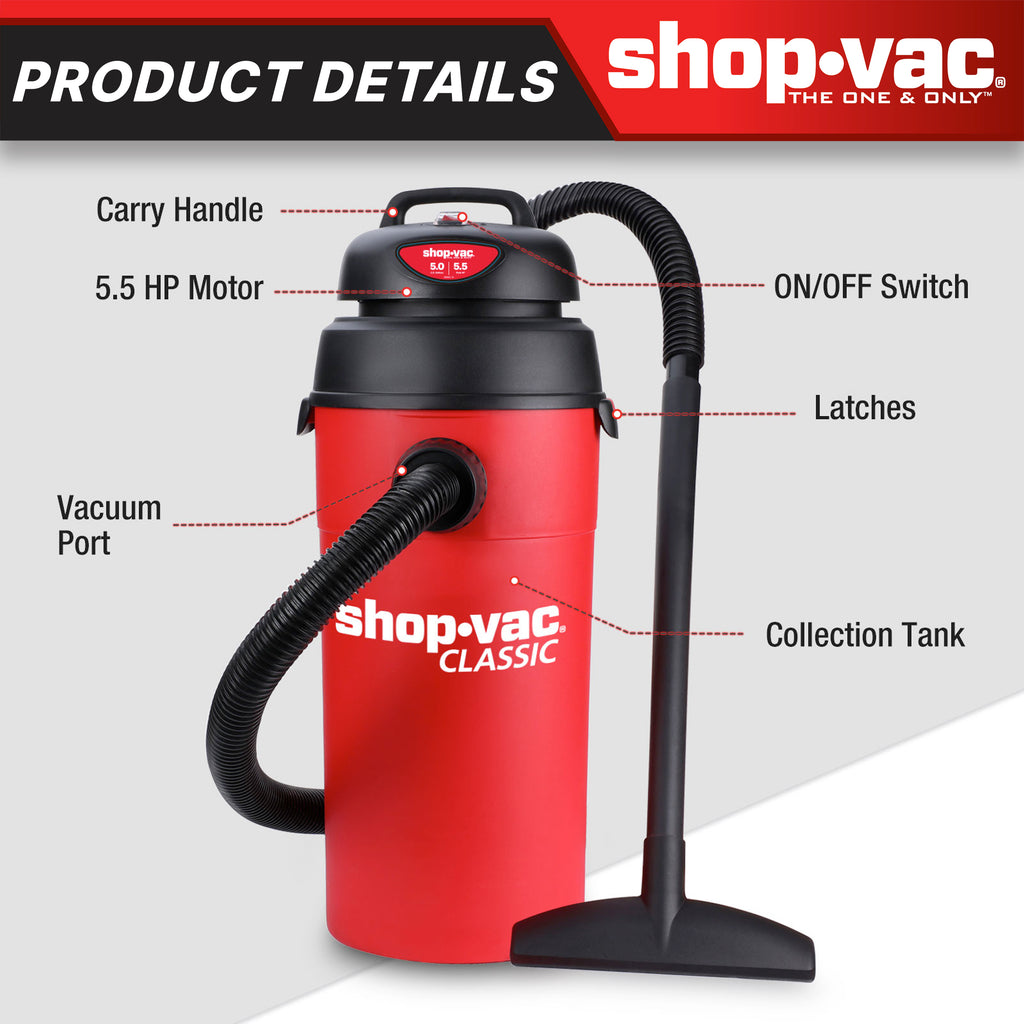 Shop-Vac® 5 Gallon 5.5 Peak HP Wall Mounted Garage Vac | Shop-Vac Store