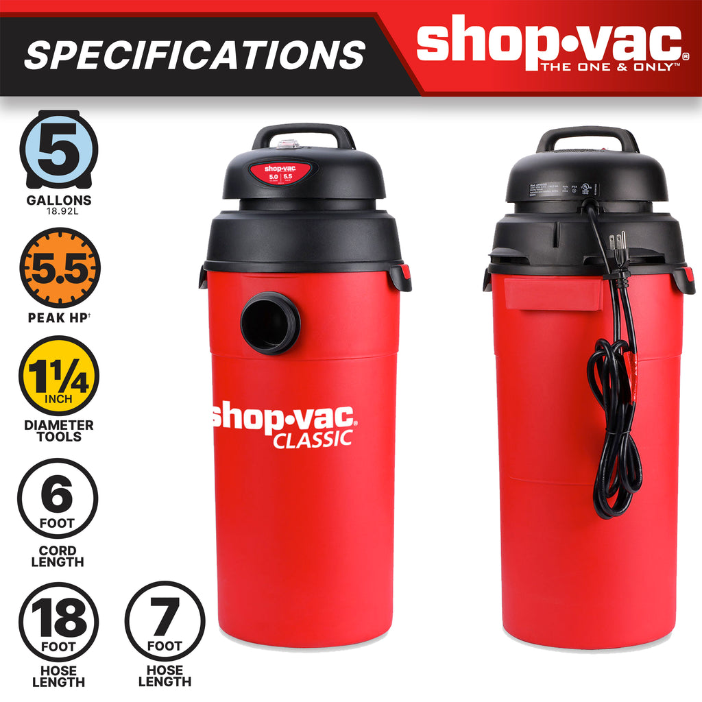 Shop-Vac® 5 Gallon 5.5 Peak HP Wall Mounted Garage Vac | Shop-Vac Store