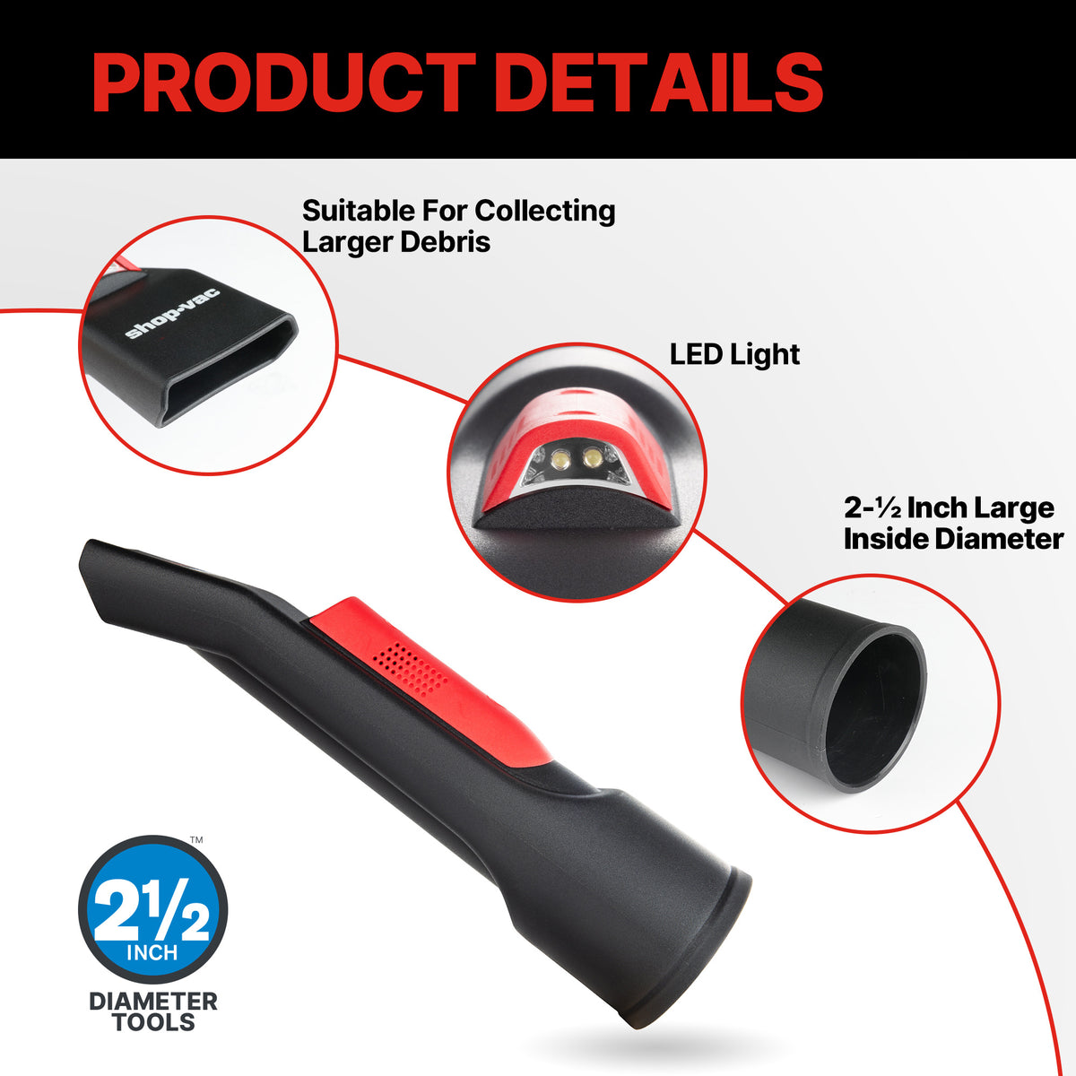 Shop-Vac 2-1/2-inch Lighted Nozzle | Shop-Vac Store
