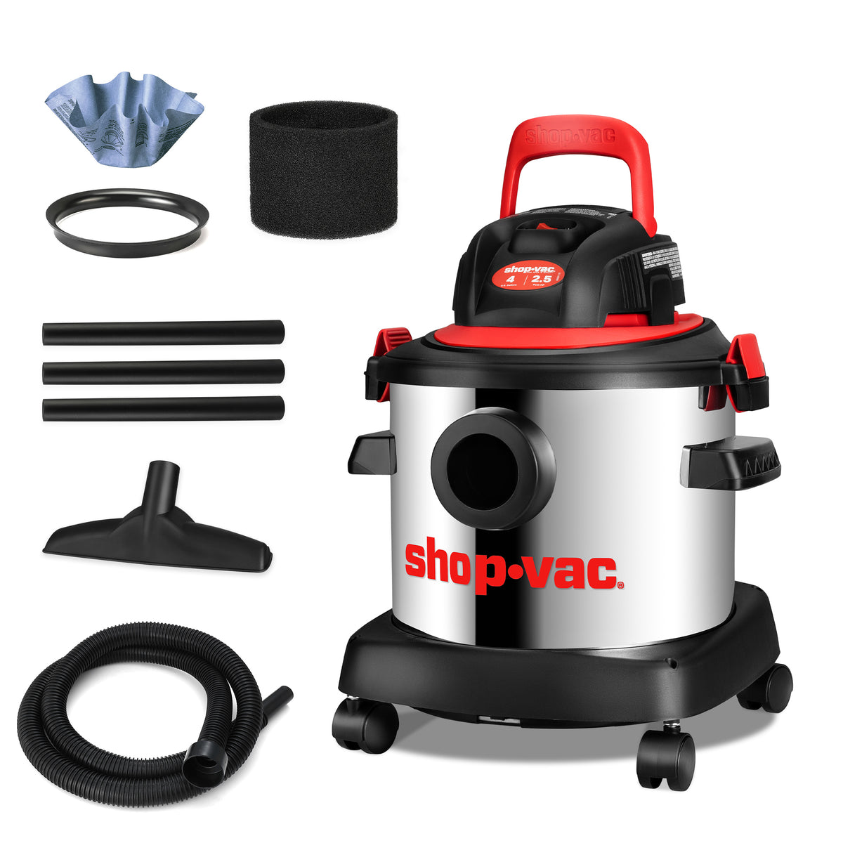 Shop-Vac® 4 Gallon 2.5 Peak HP Stainless Steel Wet/Dry Vac | Shop-Vac Store